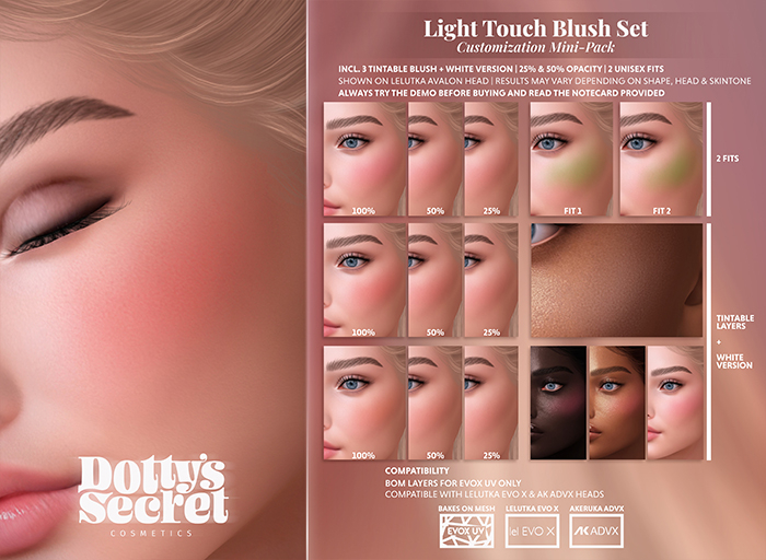 Second Life Marketplace - Dotty's Secret - Light Touch - Blush Set [EVOX]